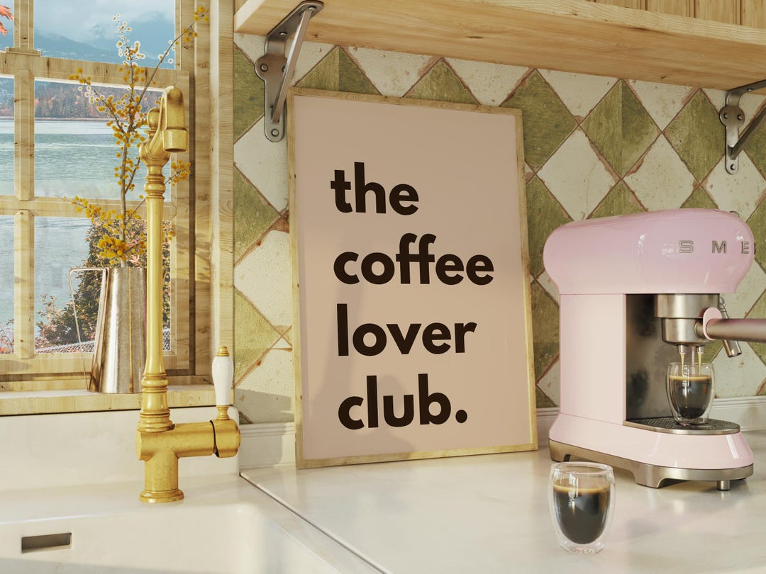 The Coffee Lover Club Poster - Modern Minimalist Cafe Wall Art for ...