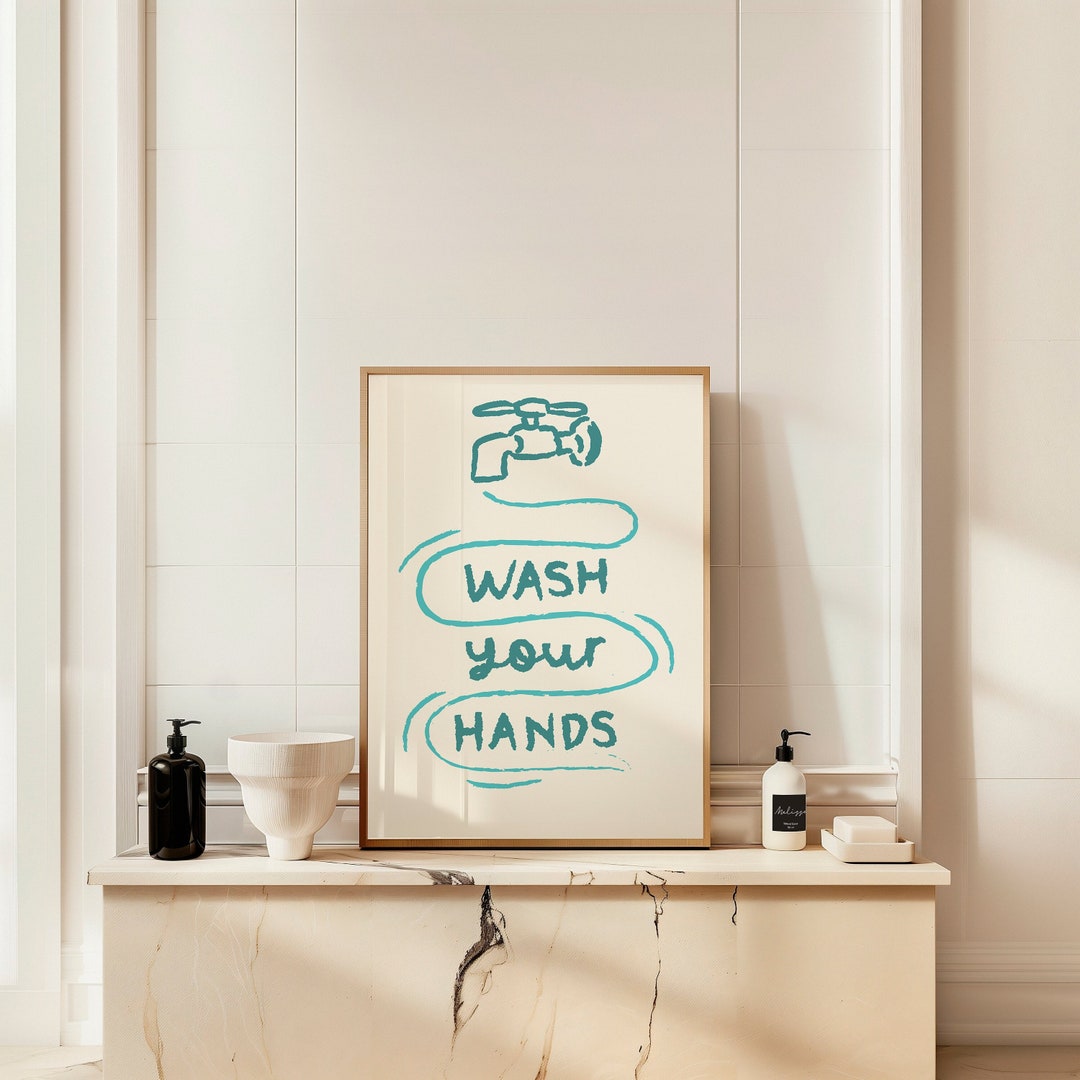 Wash Your Hands Poster Boho, Minimalist Prints, Modern Art, Boho ...