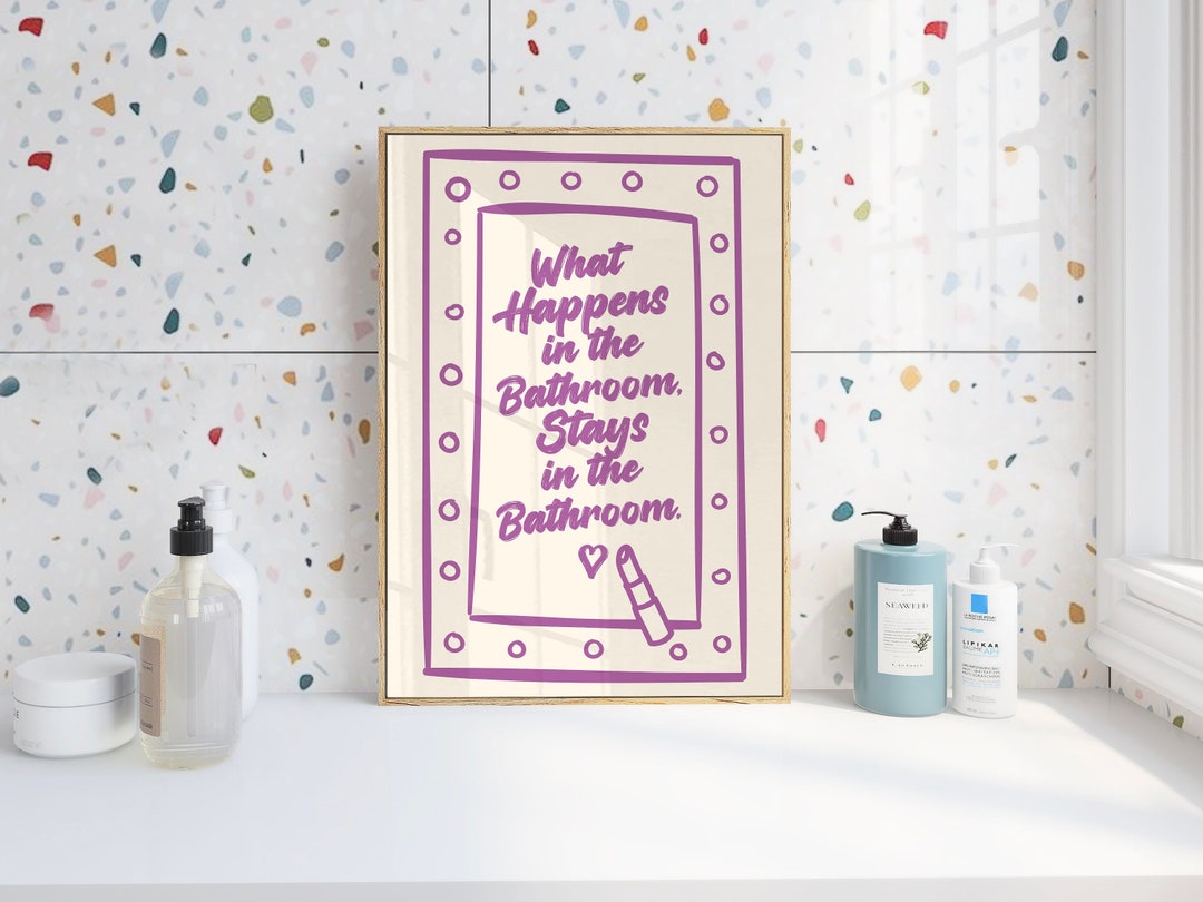 What Happens in the Bathroom Poster Boho, Minimalist Prints, Modern Art ...