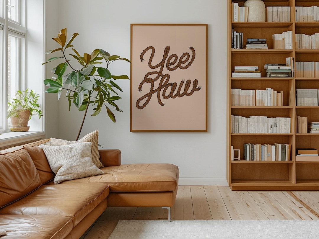 Yee Haw Rope Typography Canvas - Rustic Western Wall Art - Cowboy ...