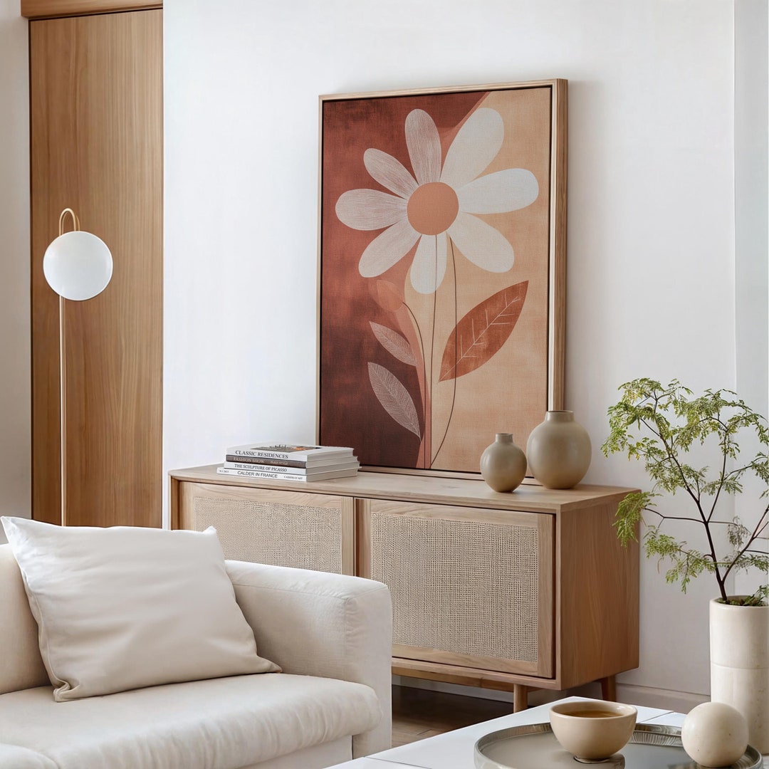 Elegant Minimalistic Daisy Design in Warm Earthy Tones, Featuring ...