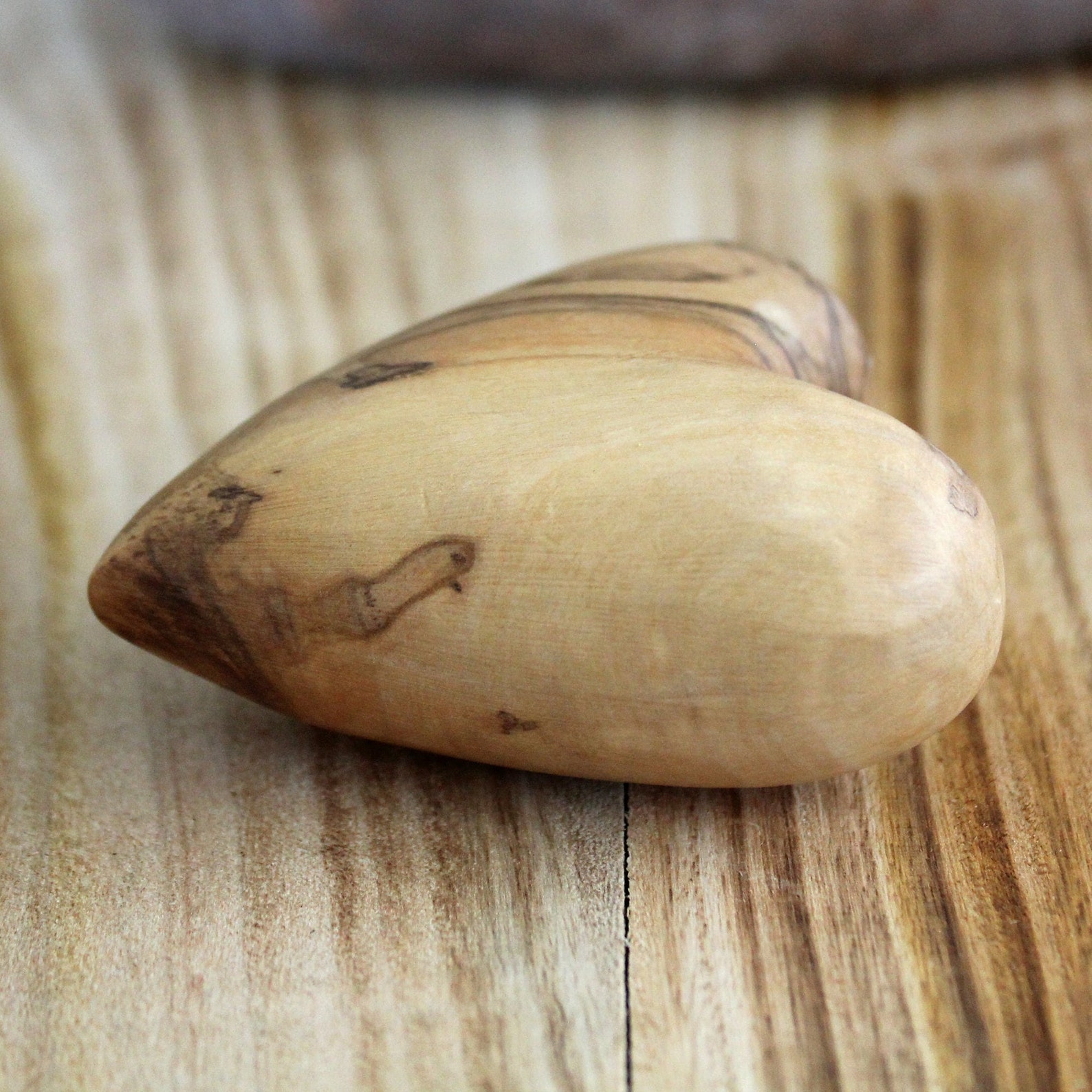 Large Olive Wood Hearts, Wooden Carved Hearts, 3D Heart Shape Hand ...