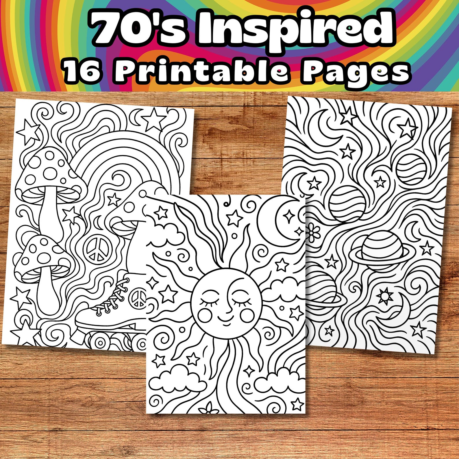 Groovy 70's Coloring Pages, Psychedelic Printable Art, Trippy Abstract ...