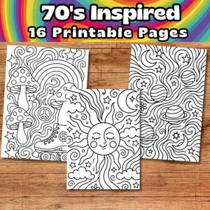 Groovy 70's Coloring Pages, Psychedelic Printable Art, Trippy Abstract ...
