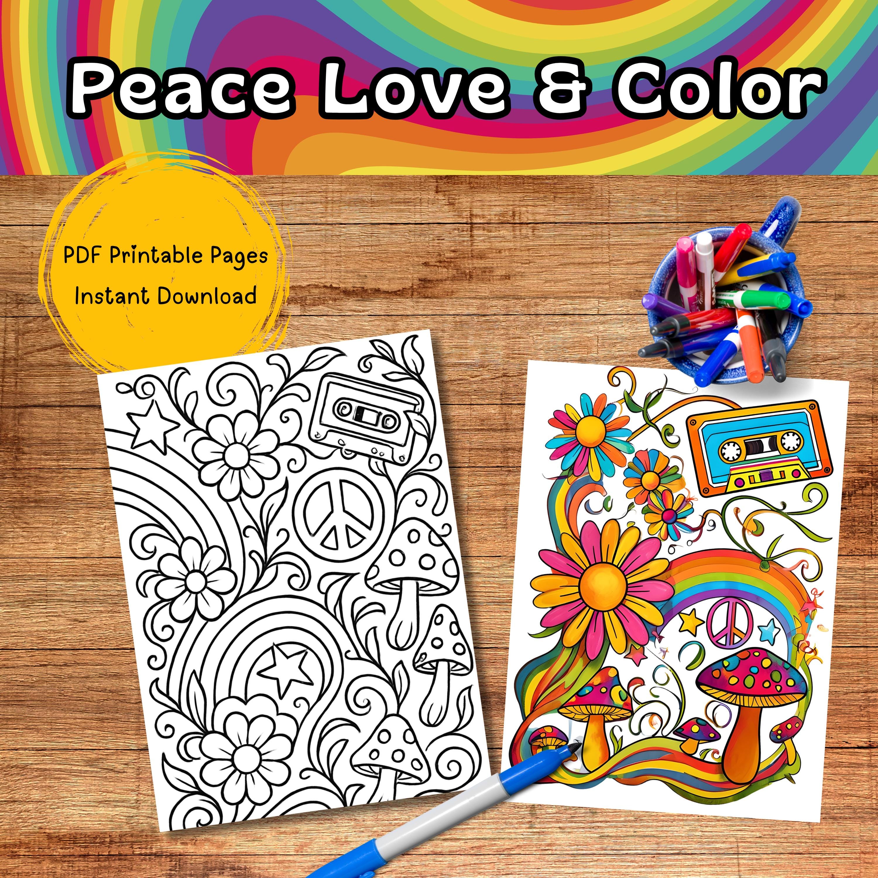 Groovy 70's Coloring Pages, Psychedelic Printable Art, Trippy Abstract ...