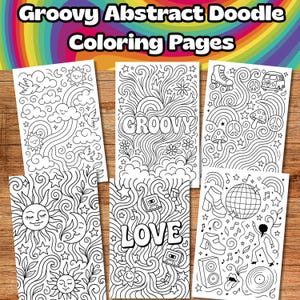 Groovy 70's Coloring Pages, Psychedelic Printable Art, Trippy Abstract ...