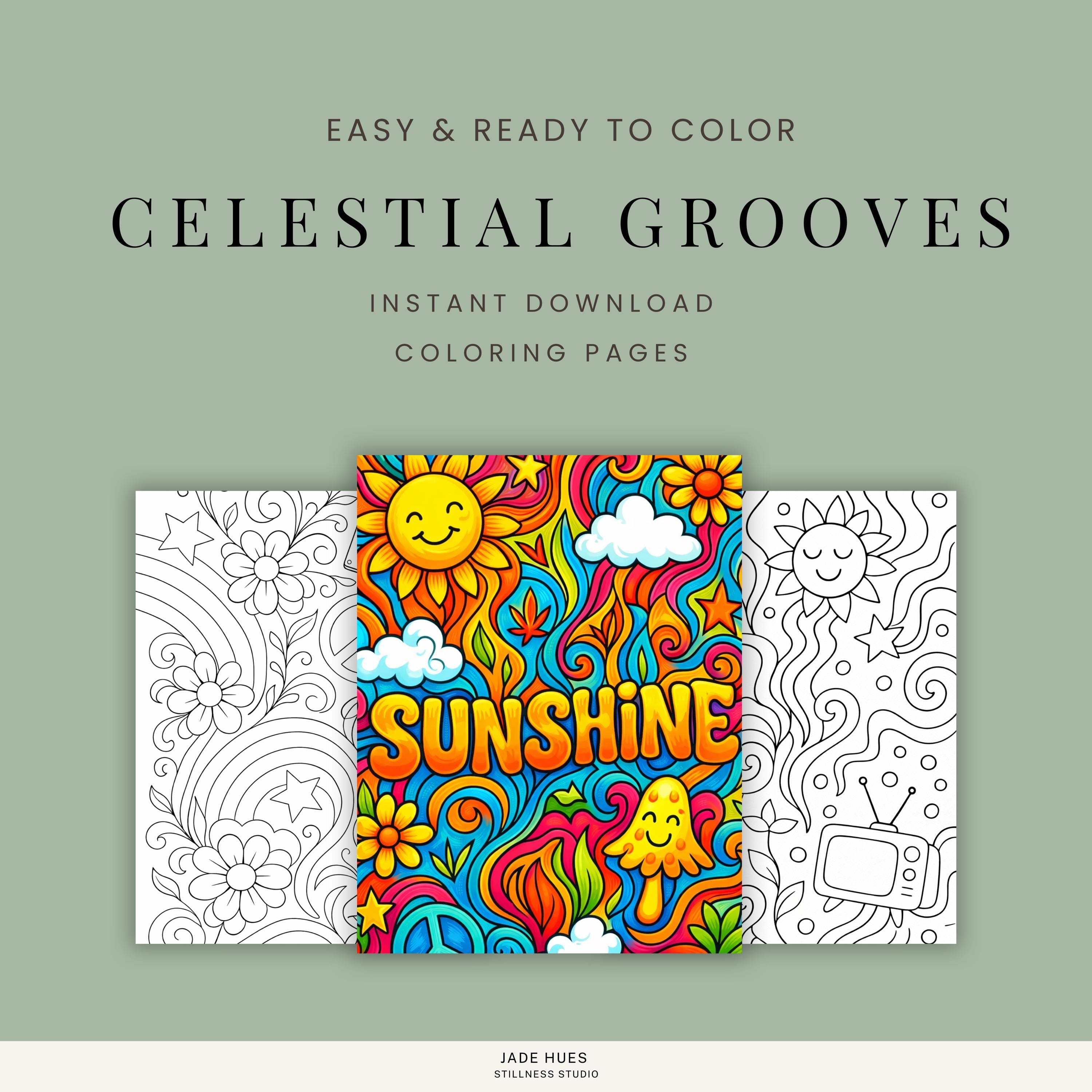 Groovy 70's Coloring Pages, Psychedelic Printable Art, Trippy Abstract ...