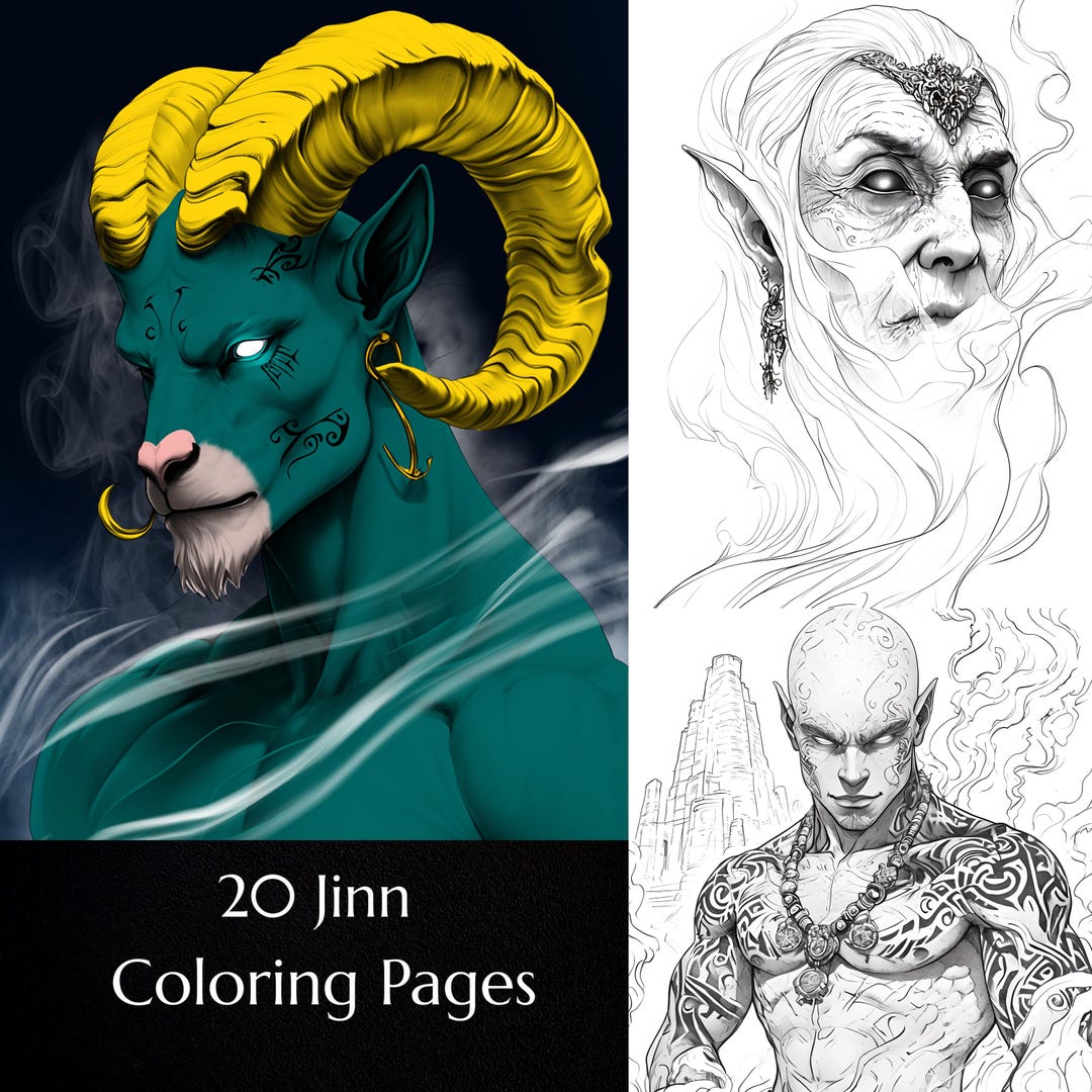 Faces of the Jinn; A Mystical Coloring Book for Adults and Teenagers ...