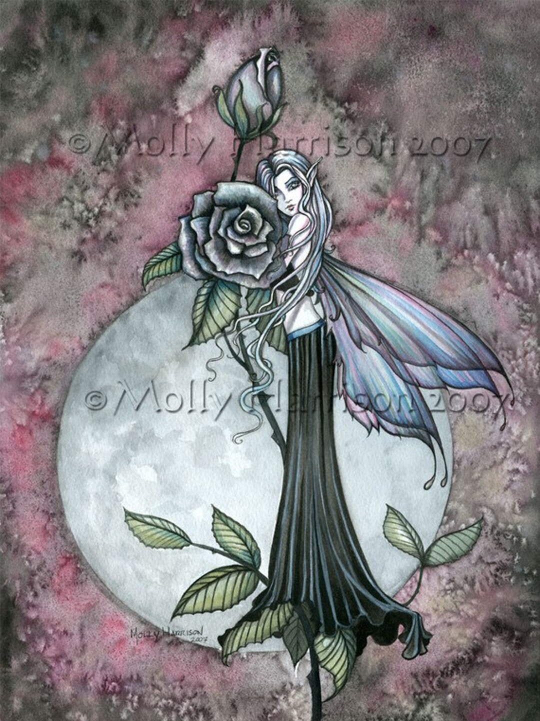 Midnight Rose Fairy Fine Art Fantasy Print by Molly Harrison Roses ...