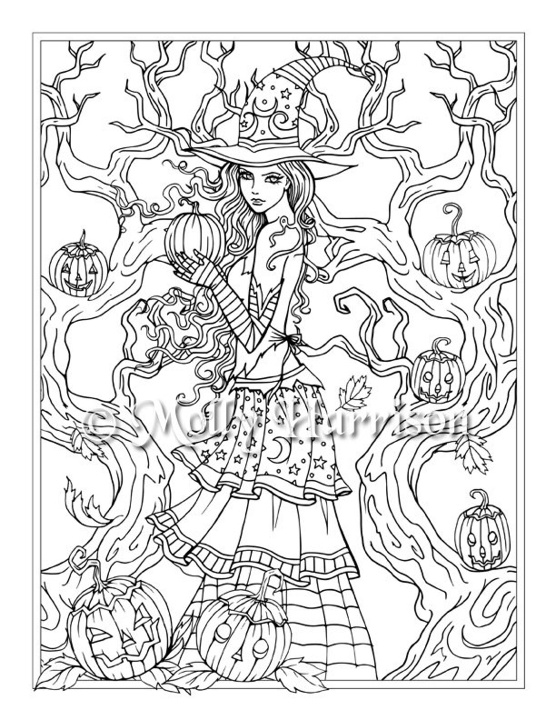 Witch Holding Pumpkin Instant Download Printable Halloween - Etsy