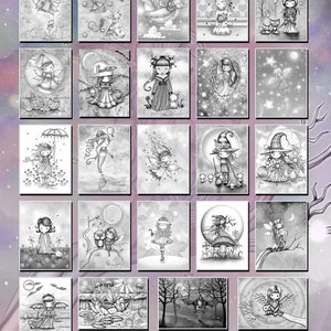 Printable Digital Download Whimsical Wonders A Grayscale Coloring Book ...