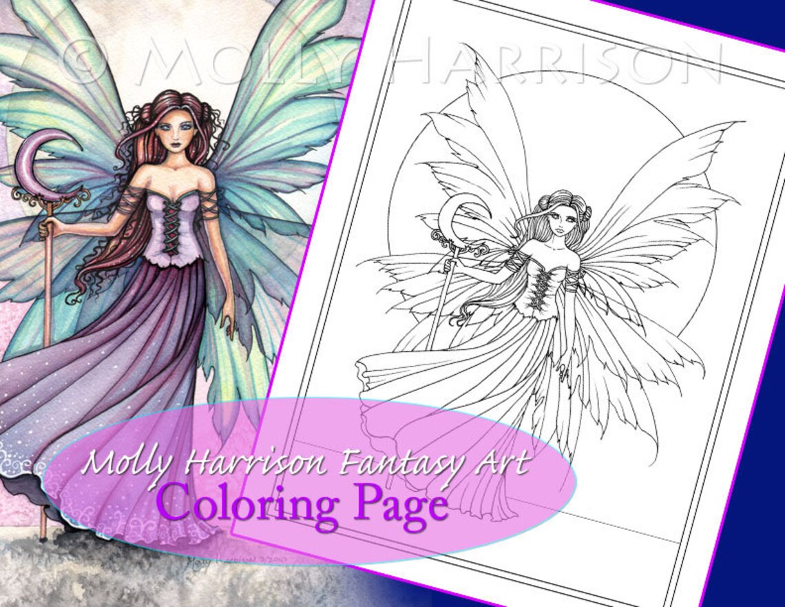 Spring Dream Coloring Page Printable Fantasy Fairy Art | Etsy