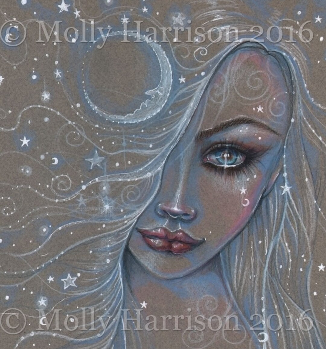 Cosmic Girl Pencil Drawing Fantasy Art Print by Molly Harrison ...