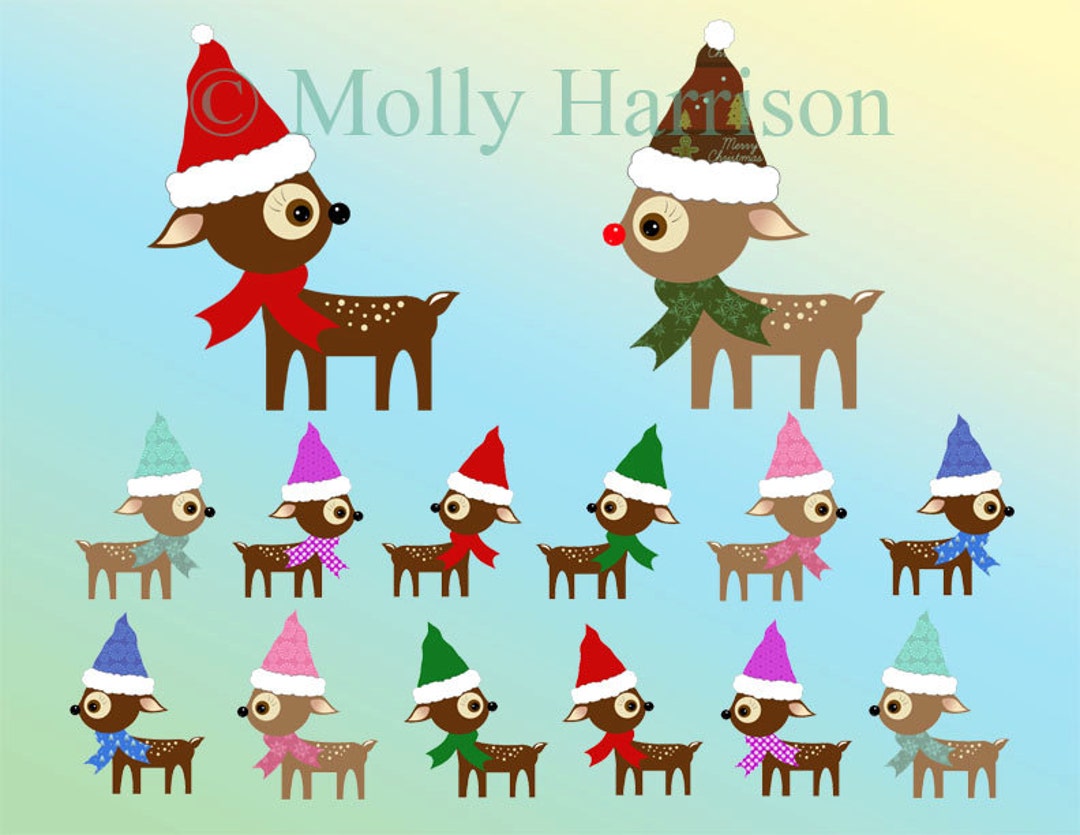 Cute Chirstmas Reindeer Clipart 1 PNG File Clipart Clip Art Digistamp ...