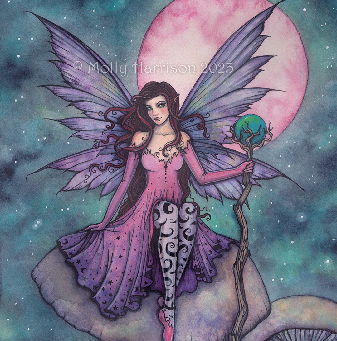 Original Fairy Watercolor Painting- "violet Night" - Molly Harrison ...