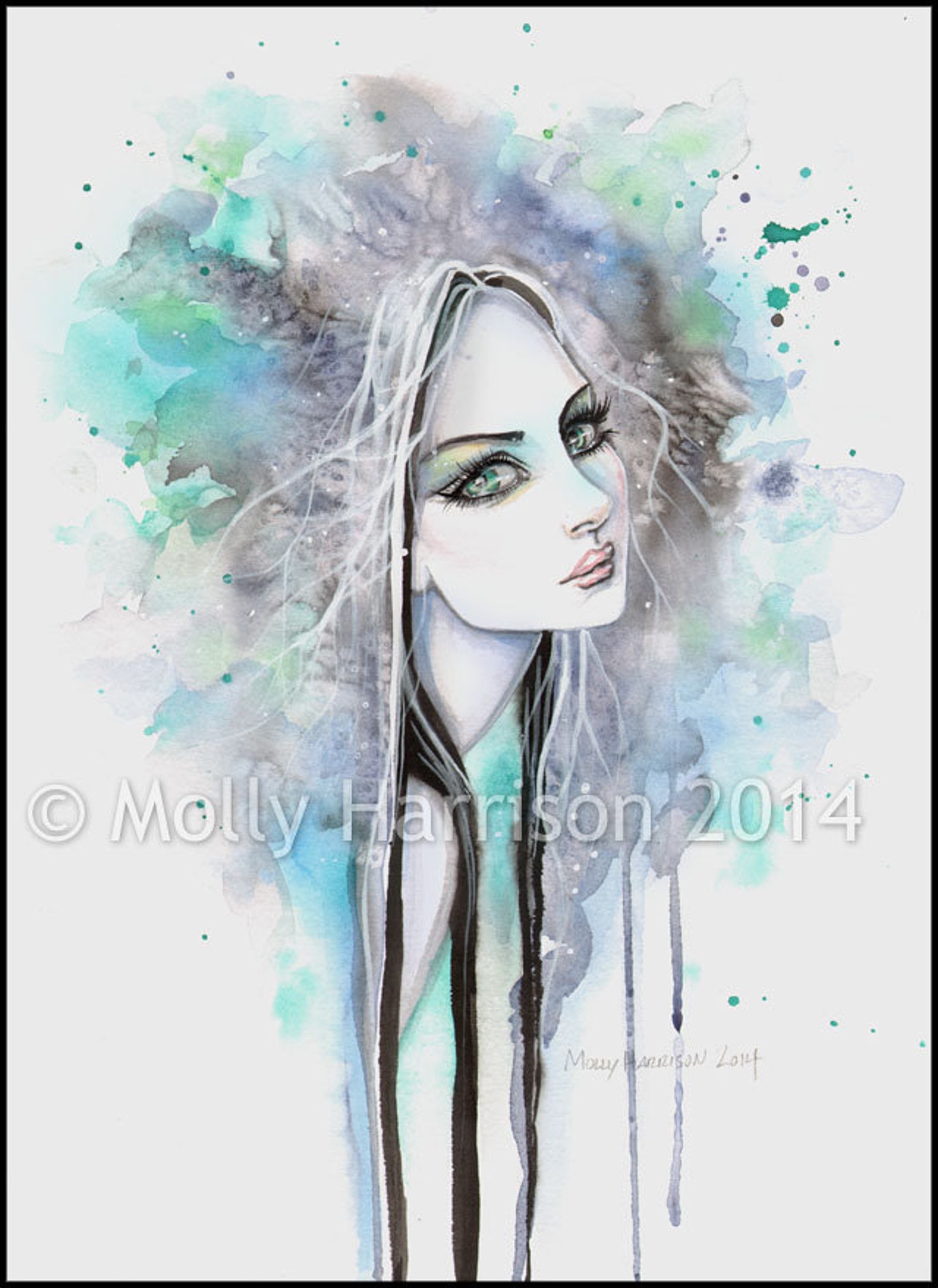Abstract Ghost Goth Girl Portrait in Watercolor Fantasy Art - Etsy