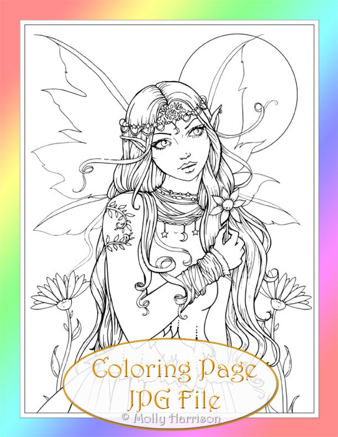 Boho Hippie Fairy Instant Download Digital Stamp - Etsy