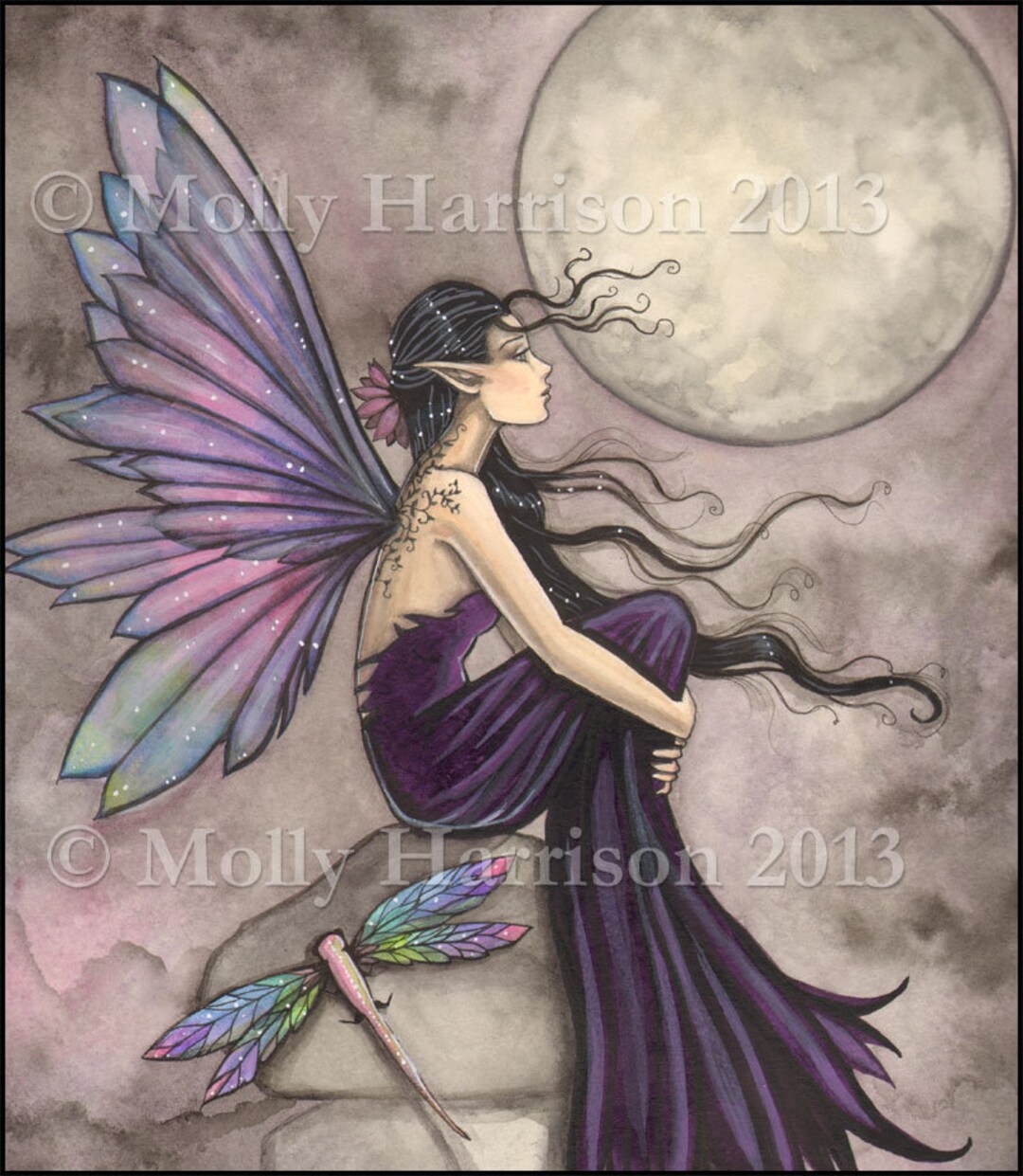Mind Adrift - Dreamy Fairy With Dragonfly - Archival Print by Molly ...