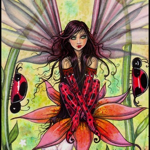 Ladybug Fairy - Flower Fairy With Ladybugs Fantasy Artwork Illustration ...