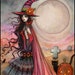 The Fanciful Witch - Halloween Witch and Black Cat Giclee Print of ...