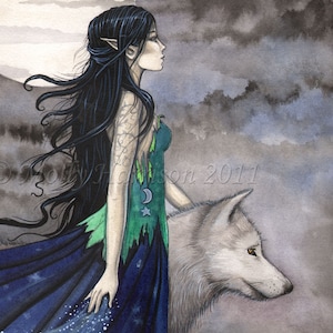 Night of the Wolf Witch With Wolf Gothic Fantasy Fine Art Print by ...