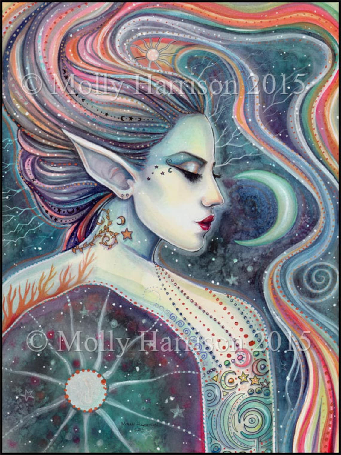 Celesta Celestial Fairy Fine Art Print Moon and Stars - Etsy