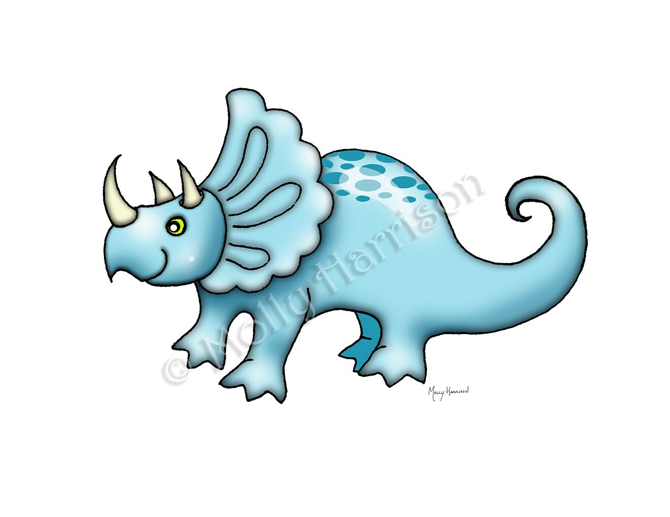 Blue Triceratops Clipart