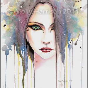 The Psychic - Fantasy Face Abstract Watercolor Art Giclee Print of ...