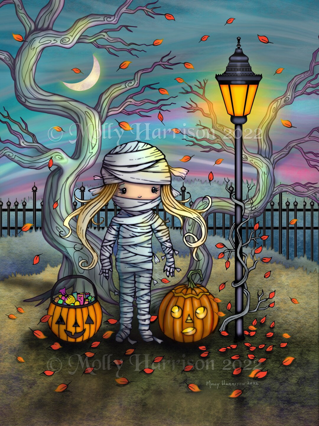 The Mummy - Cute Girl in Mummy Costume With Halloween Candy Archival ...