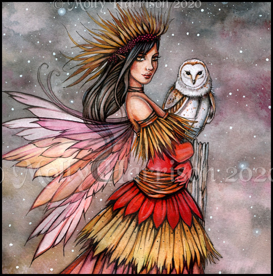 Fairy Art Print - Quiet Ember - Original Fairy and Owl Fine Art ...
