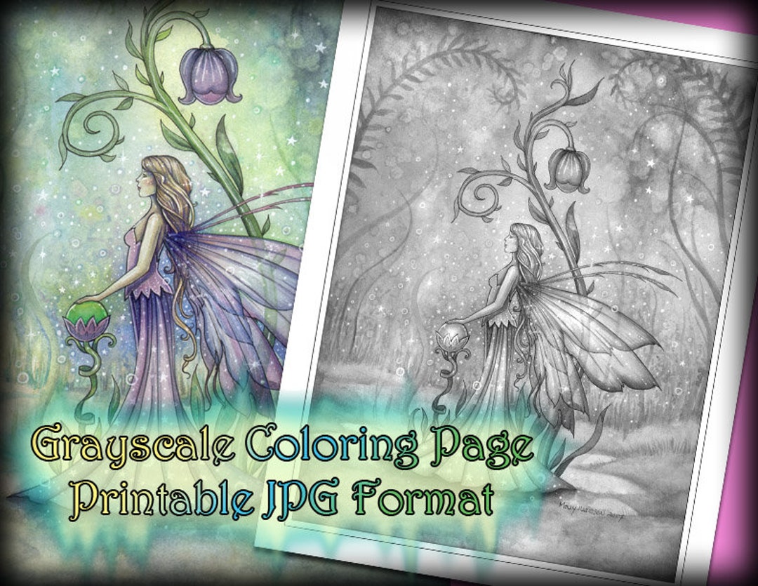 Early Spring Grayscale Coloring Page Printable Fairy - Etsy