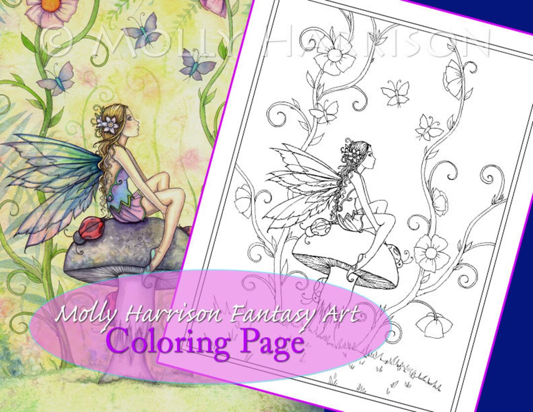 A Happy Place Coloring Page Printable Flower Fairy Art - Etsy UK