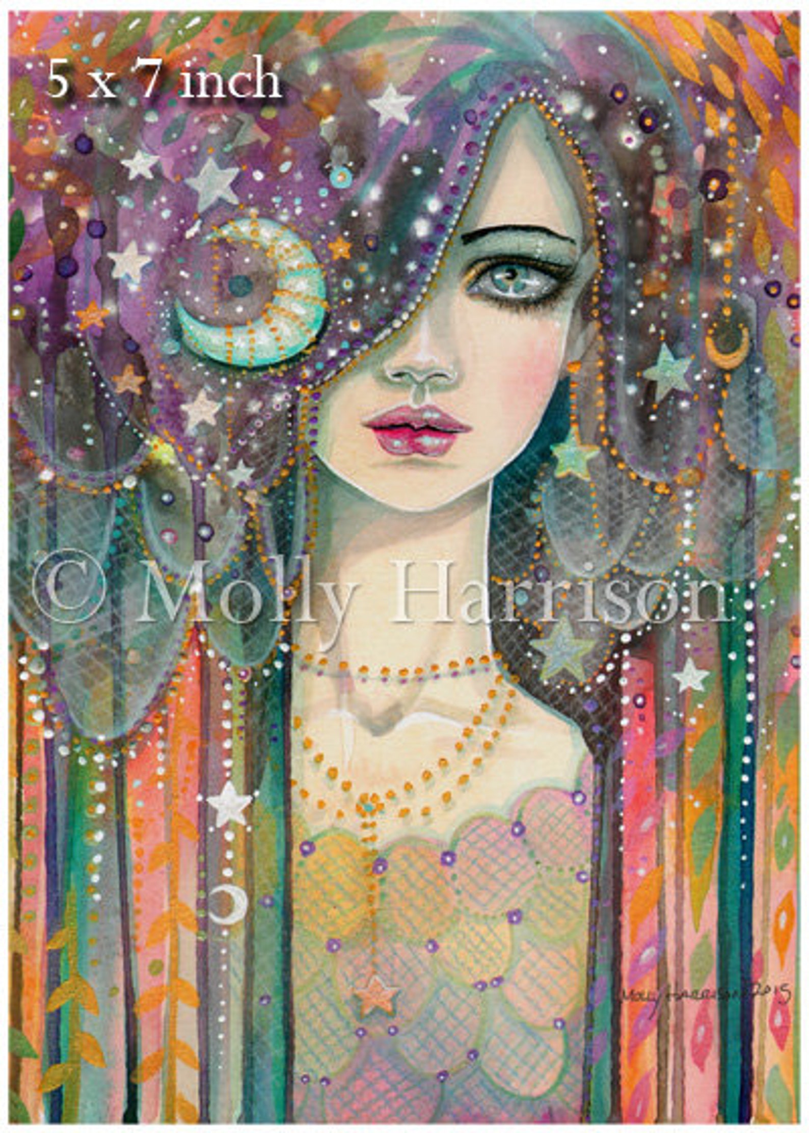 Fairy Print - Galaxy Girl - Bohemian Girl, Gypsy, Celestial - Molly ...