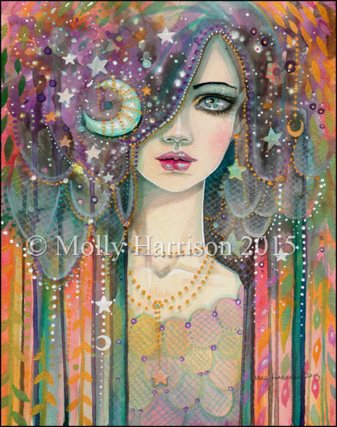 Fairy Print - Galaxy Girl - Bohemian Girl, Gypsy, Celestial - Molly ...
