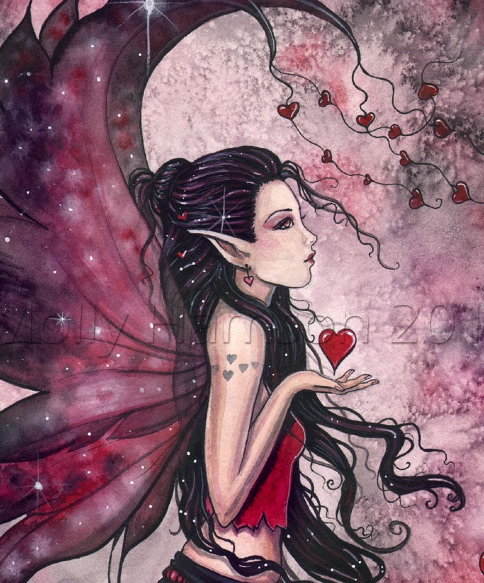 Valentine Fairy Fine Art Fantasy Print of Watercolor Painting - Etsy