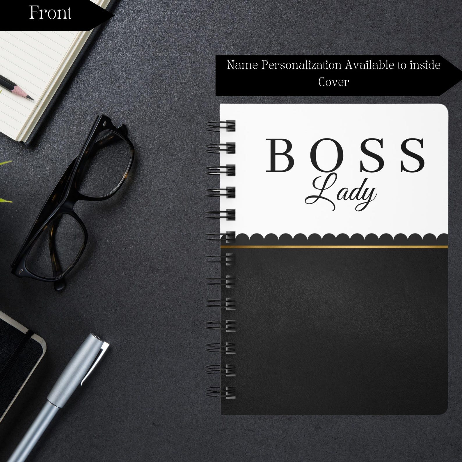 Personalized Boss Lady Spiral Notebook: Black & White Office Journal - Etsy