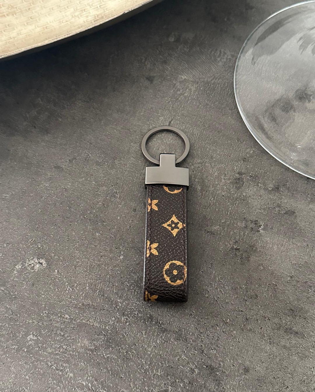 Luxury Key Ring Leather & Metal for Designer Bag, Handbag, Car Key Dark ...