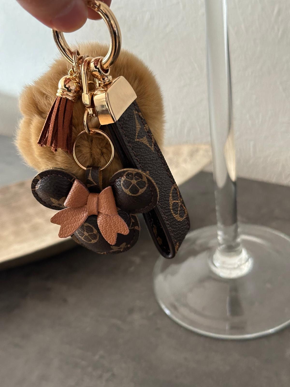 Luxury Key Ring Mickey Leather & Metal for Designer Bag, Handbag, Car ...
