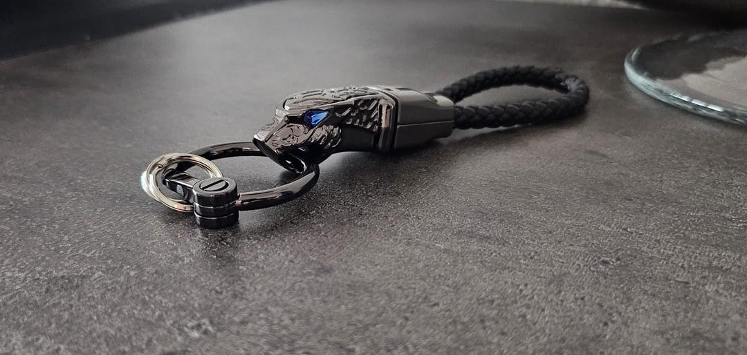 Luxury Keychain Leather Metal Black With Blue Eyes Luxury Gift - Etsy