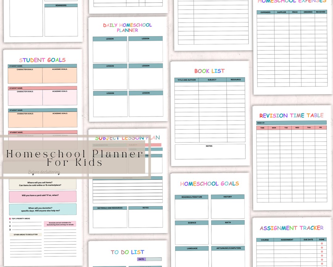 Homeschool Planner for Kids, Student Academic Organizer, Daily Weekly ...
