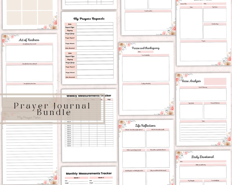 Prayer Journal Bundle Set, Faith Planner, Inspirational Notebook ...