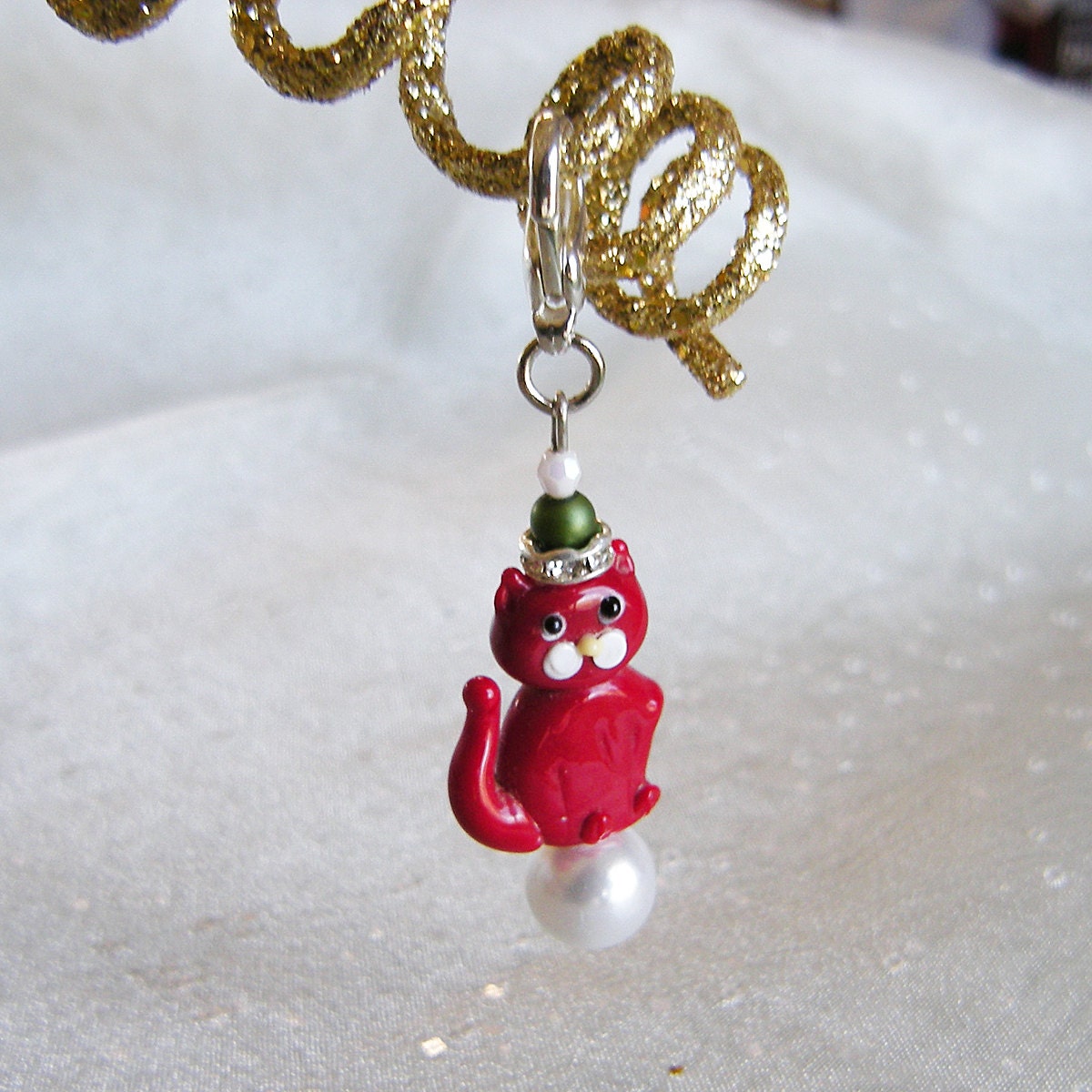 Christmas Kitty Go Anywhere Charm or Pendant - Etsy