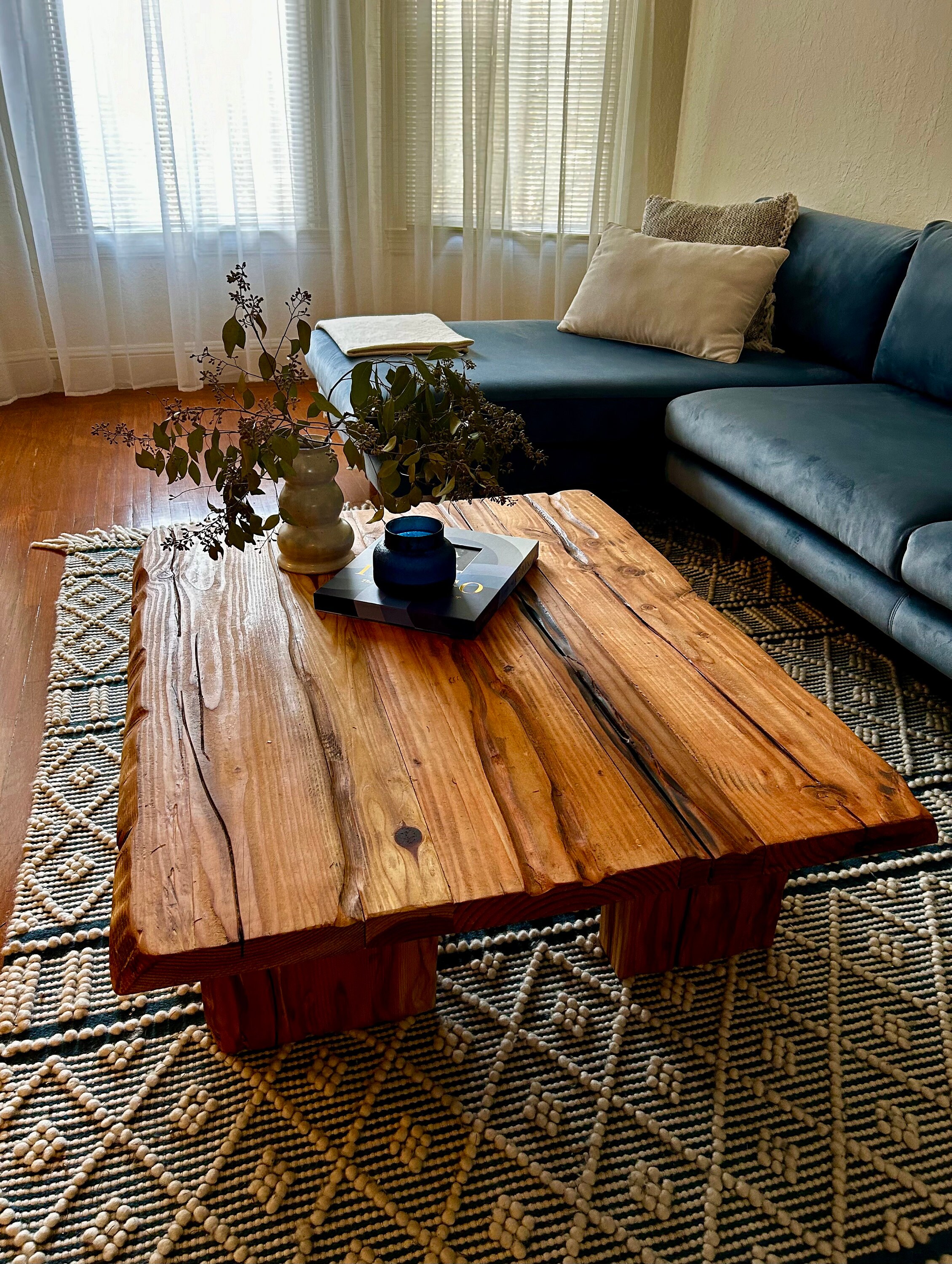 Tuscan Vita Coffee Table-farmhouse Faux Live Edge Coffee Table With ...