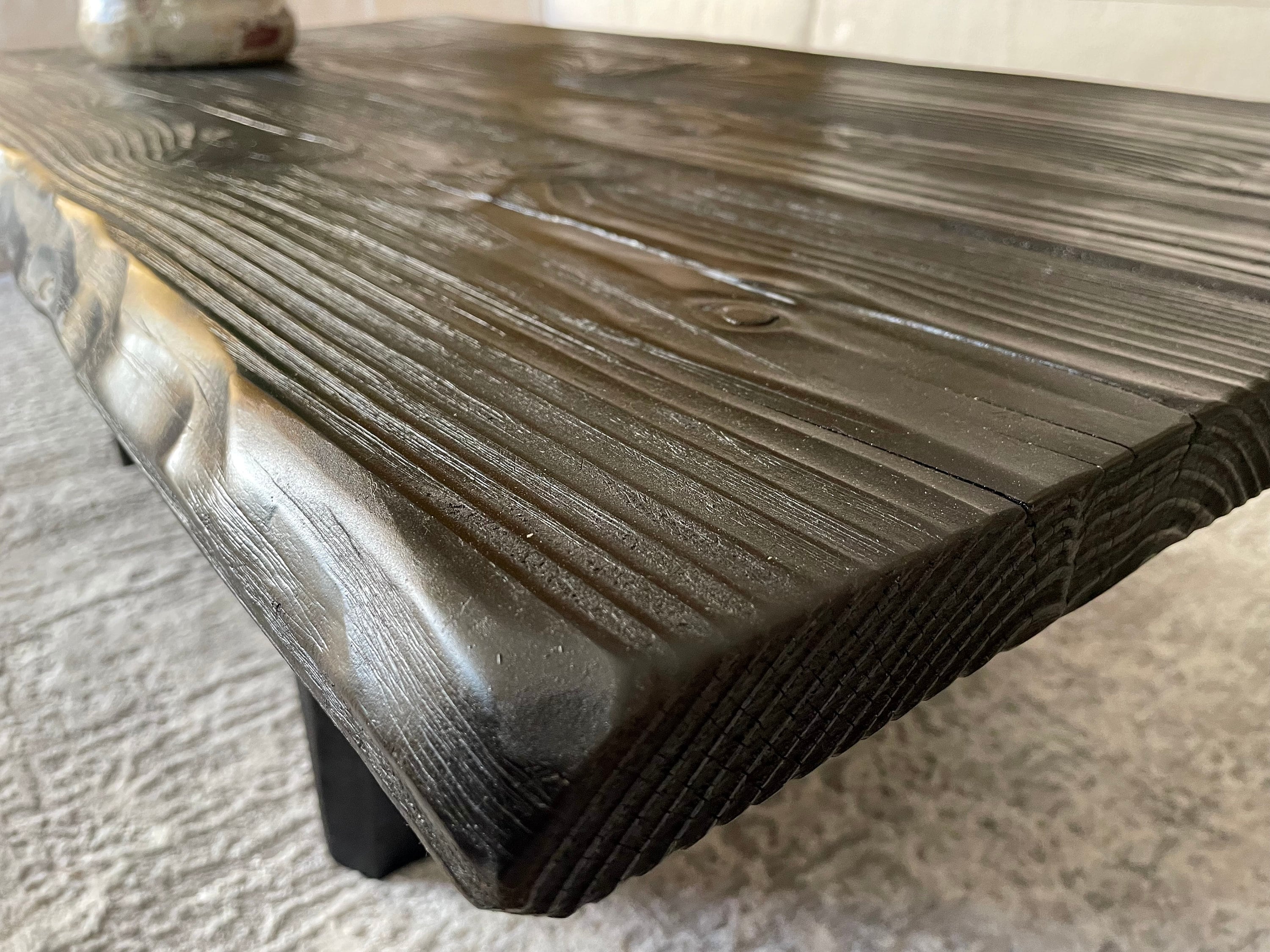 Kyoto Tierra Coffee Table, Faux Live Edge Coffee Table With Dark ...
