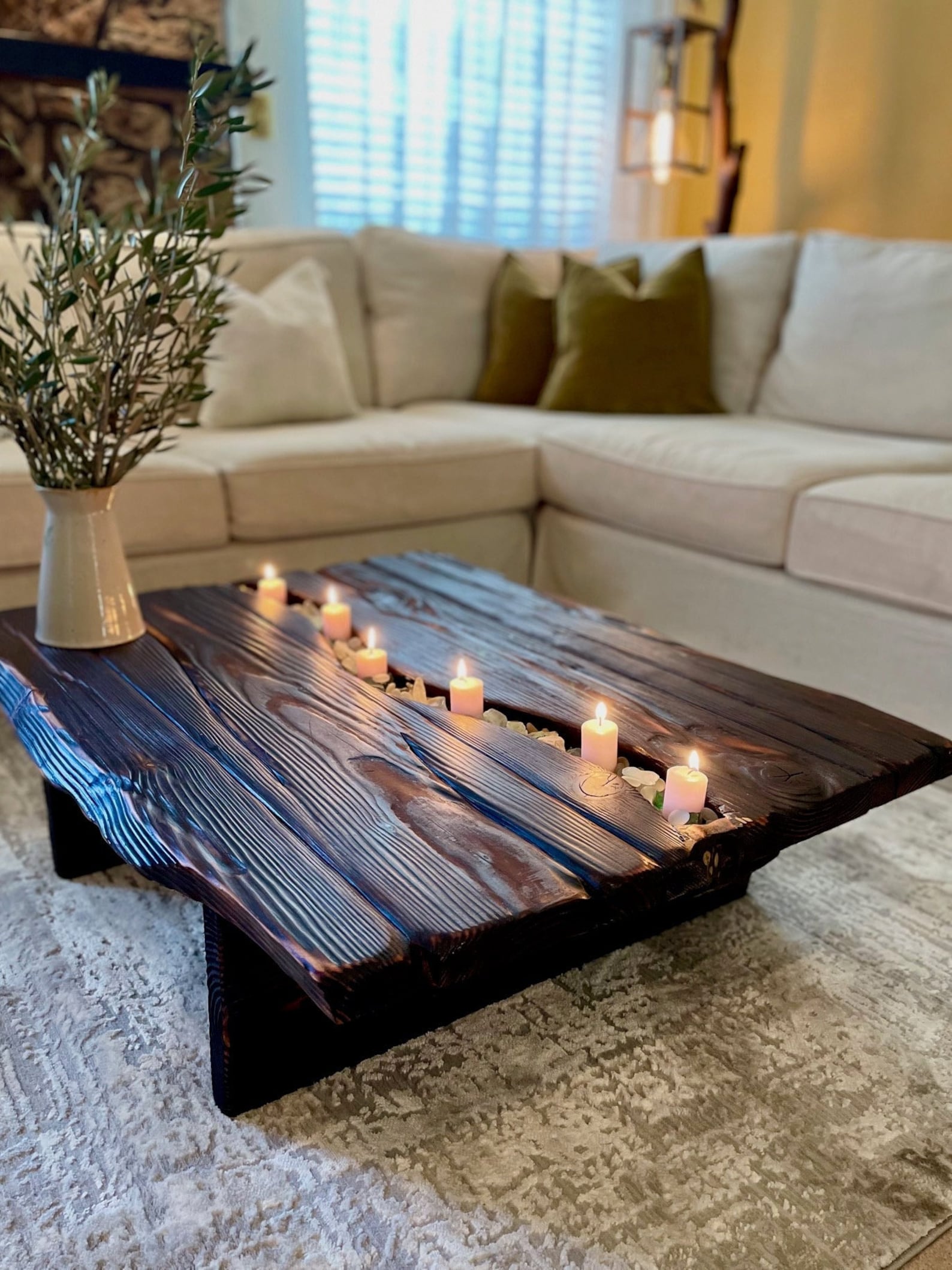 Venezia Coffee Table, Faux Live Edge Coffee Table With River Design ...