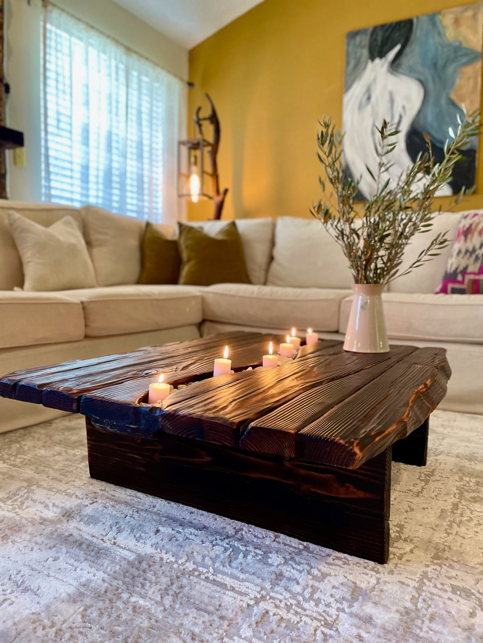 Venezia Coffee Table, Faux Live Edge Coffee Table With River Design ...