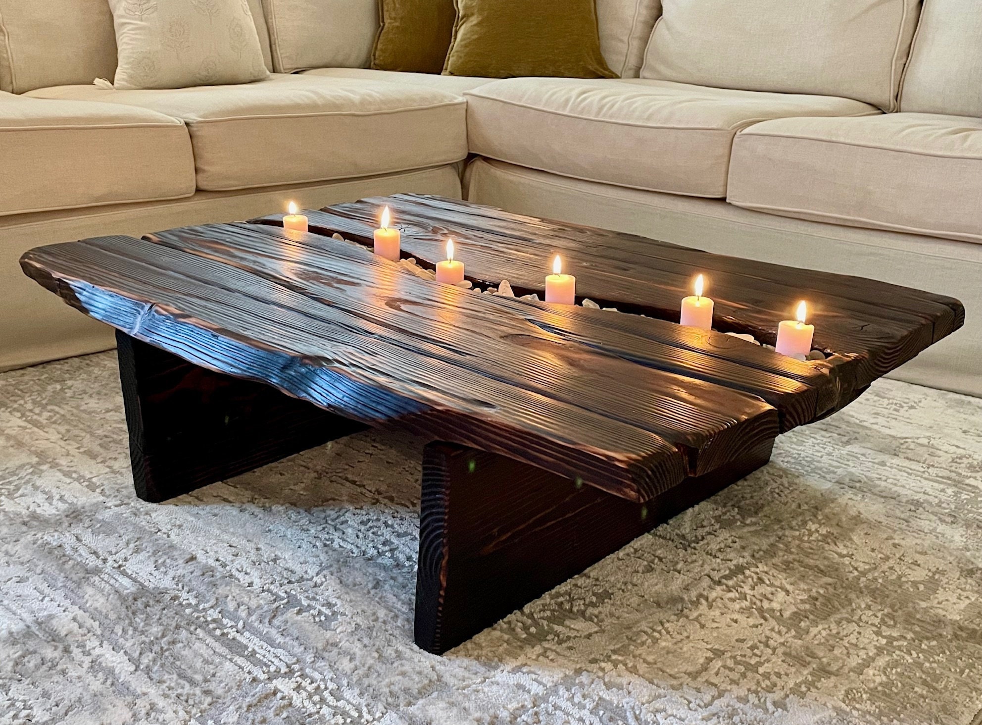 Venezia Coffee Table, Faux Live Edge Coffee Table With River Design ...
