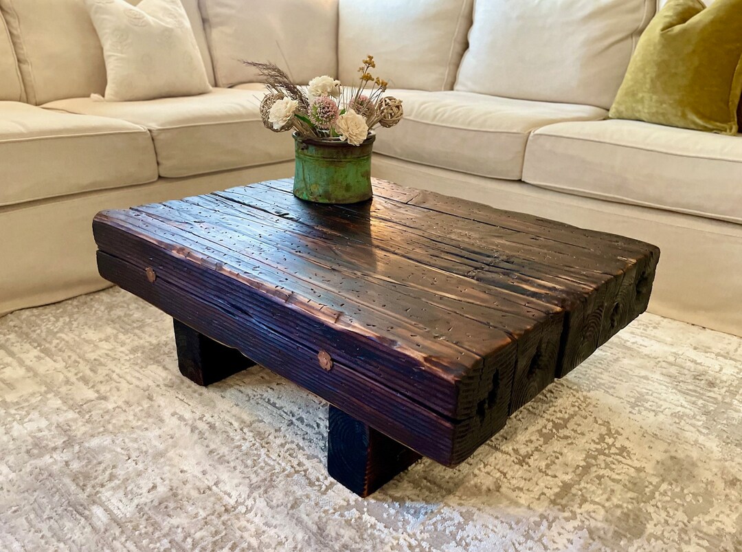 Napa Valley Beam Coffee Table Redwood, Modern Rustic Beam California ...