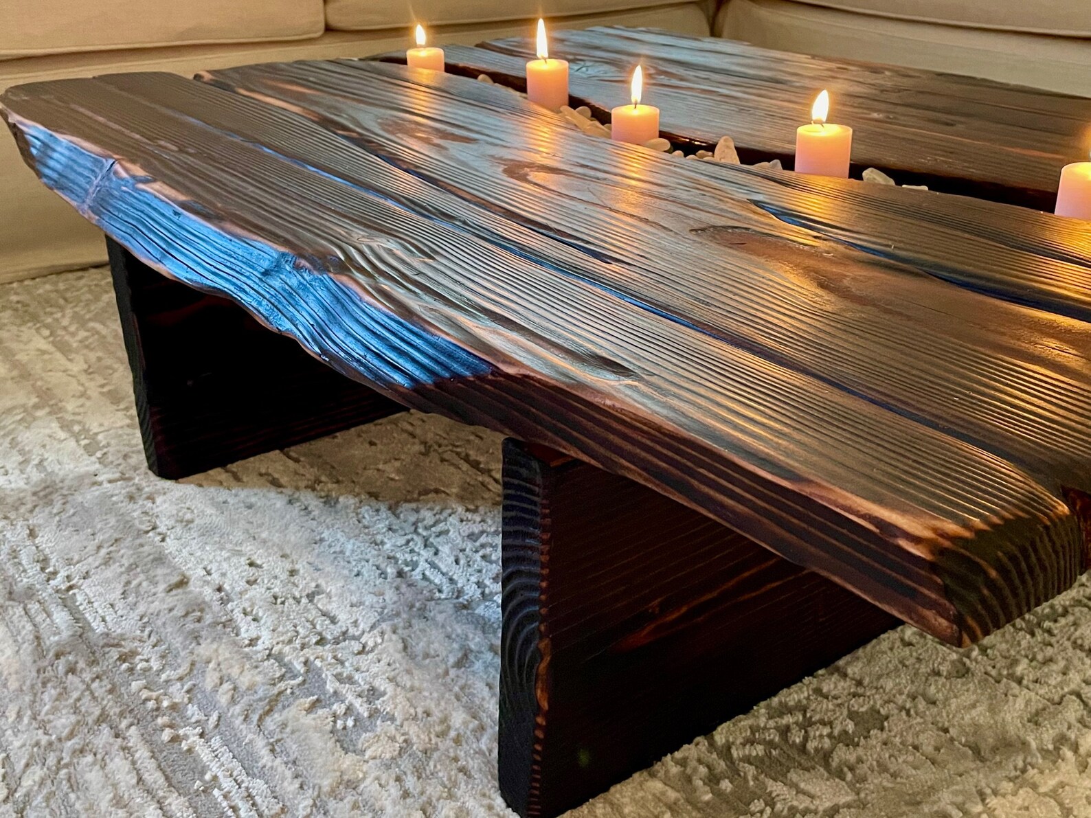 Venezia Coffee Table, Faux Live Edge Coffee Table With River Design ...