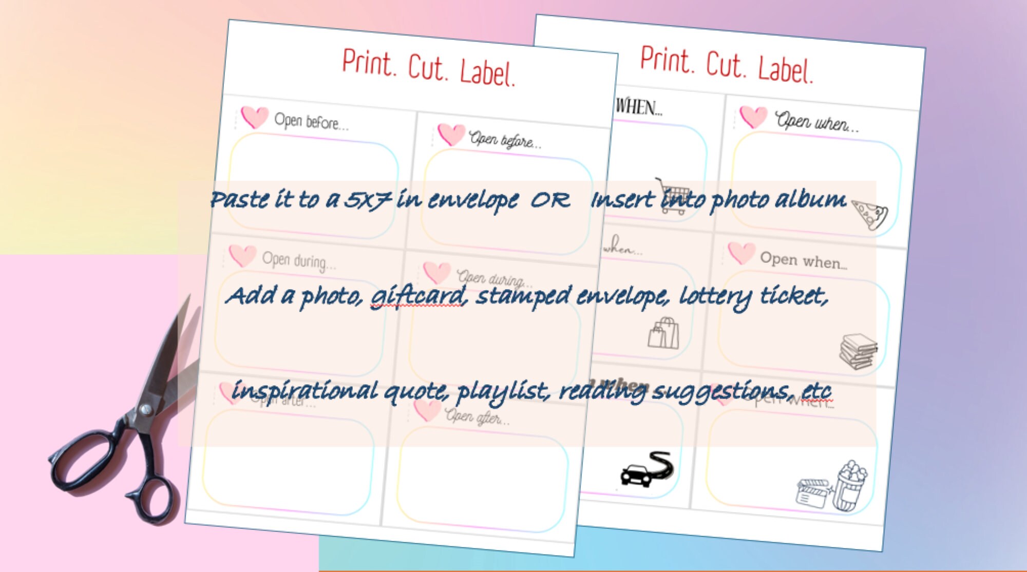 Open When | Printable Template | for College Students, Long Distance ...